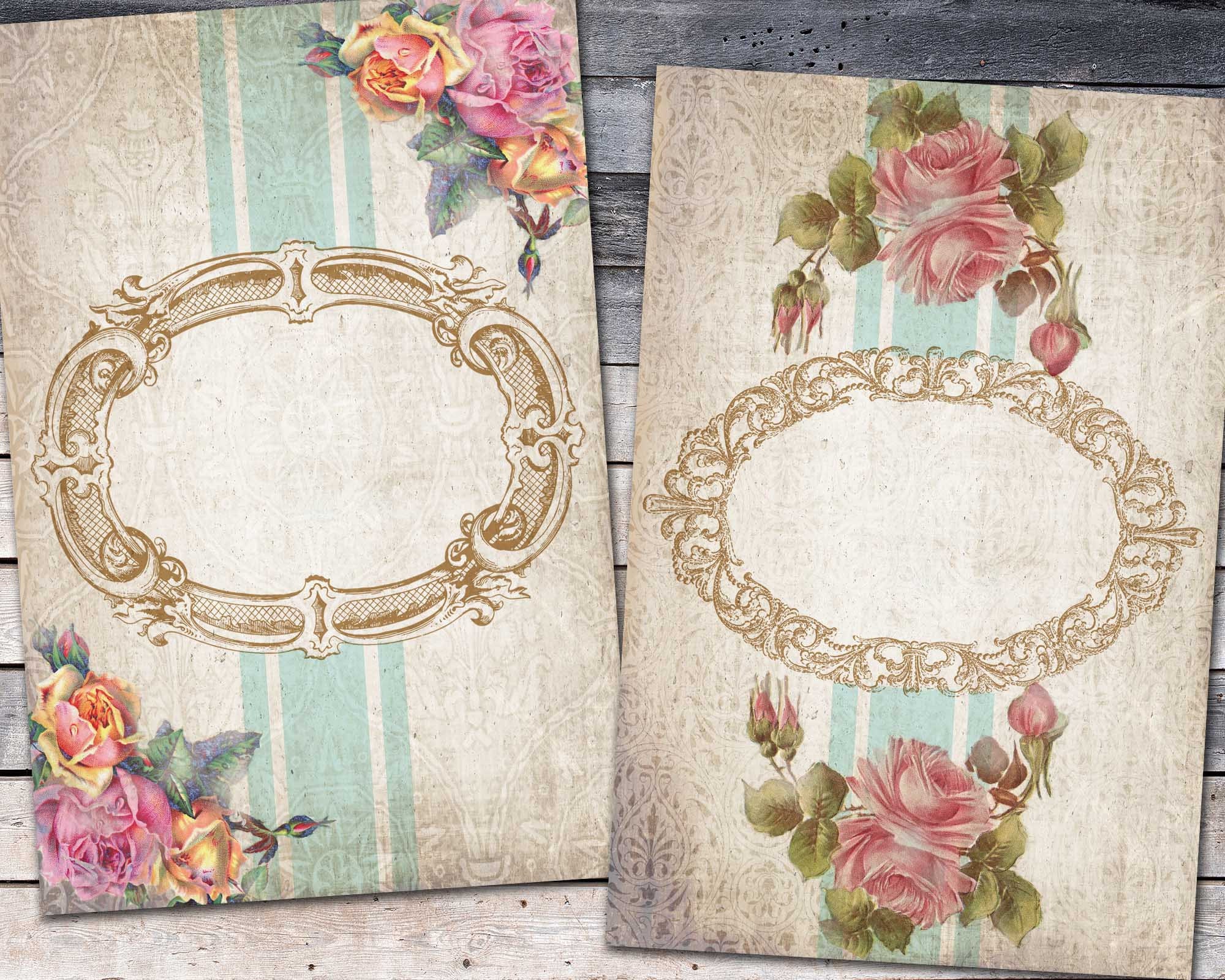 Instant Download Editable Roses Card Vintage Shabby Roses - Etsy