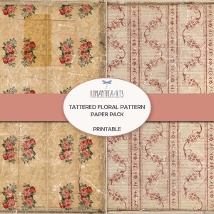 Tattered Floral Pattern Papers, Digital Wallpaper, Vintage Wallpaper ...