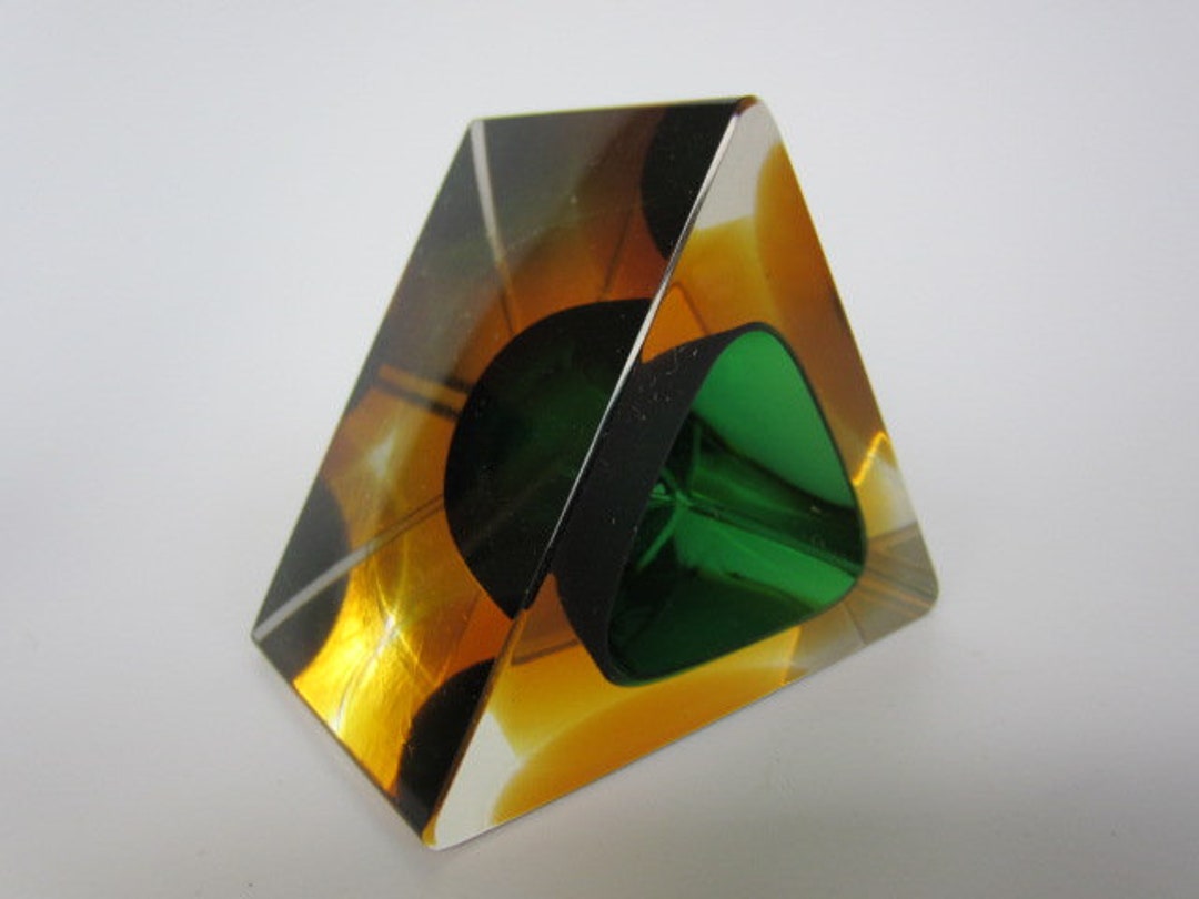 Rare Triangle Shape Art Glass Bowl Vintage Italian Murano Sommerso ...