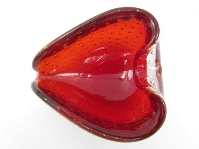 Love Heart Shape Murano Art Glass Sommerso Bubble Bowl Poli - Etsy UK