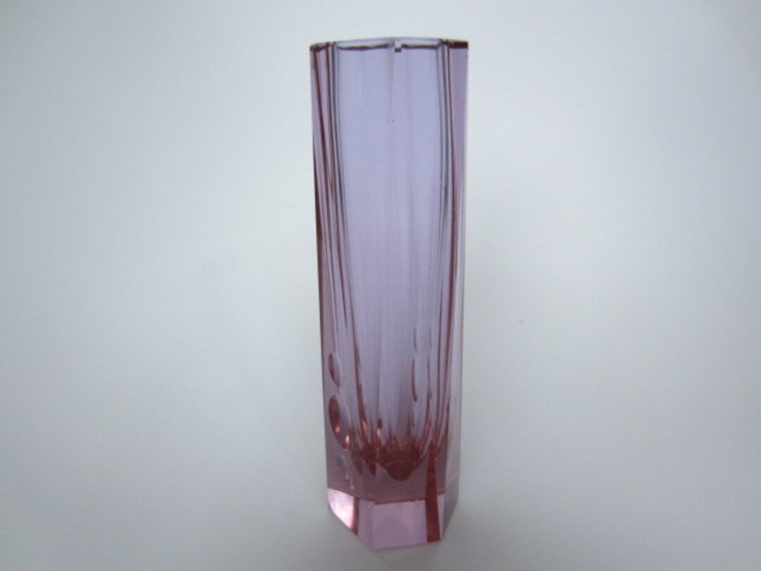 Moser Facet Cut Alexandrite Hexagonal Czech Crystal Art Glass Column ...