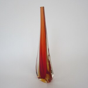 Teardrop Murano Art Glass Stem Vase Galliano Ferro Red & Amber Sommerso ...