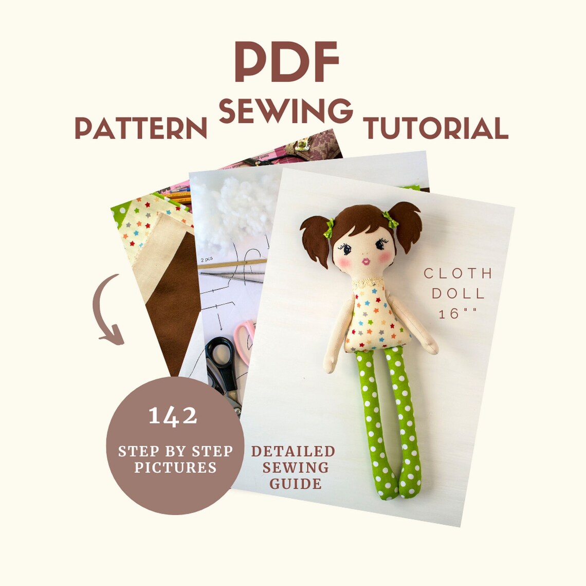 PDF Pattern & Tutorial Cloth Doll 16'' Download Rag - Etsy