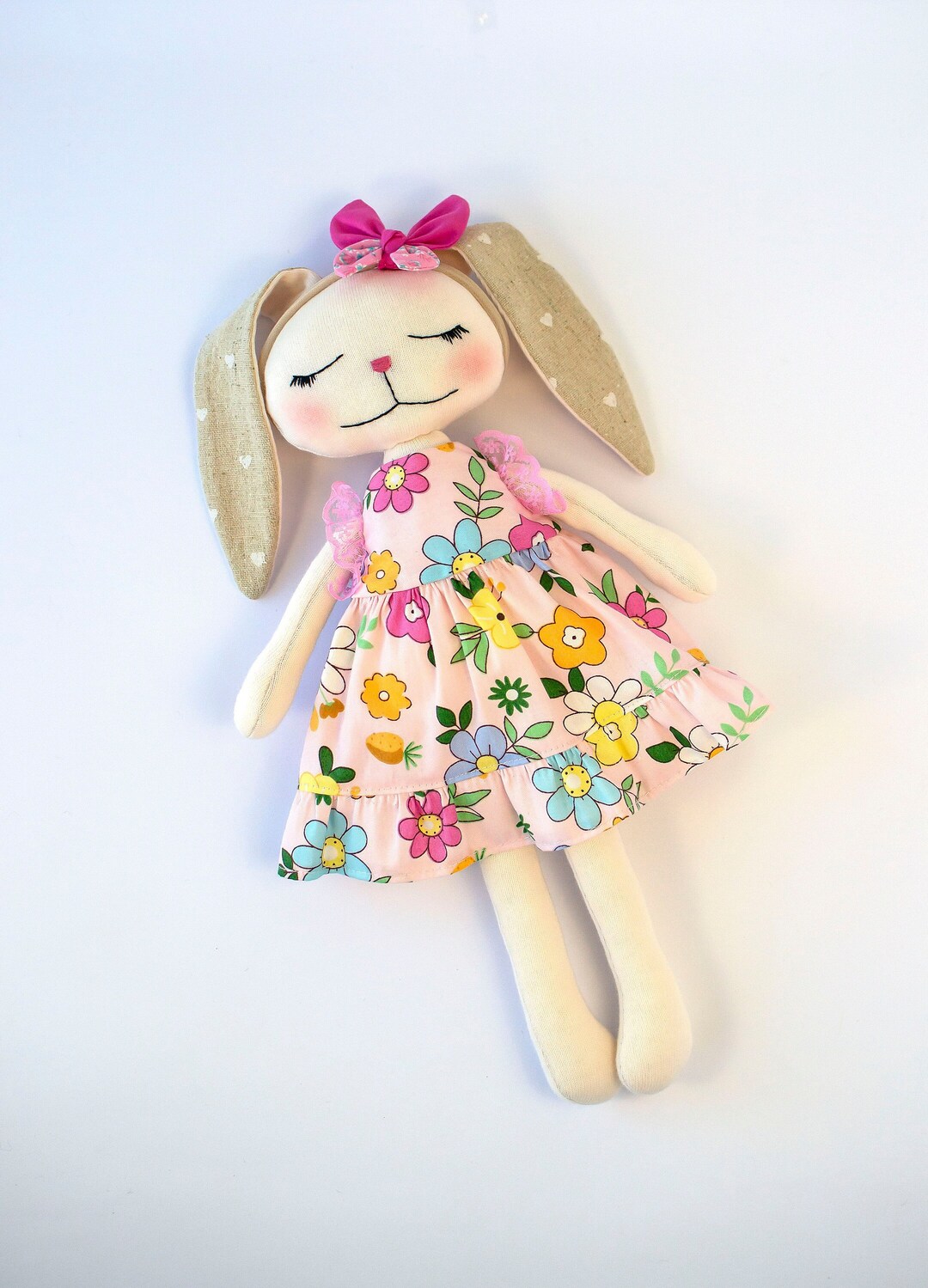 Handmade Bunny Doll Personalized Rag Doll Gift for Girl Stuffed Rabbit ...