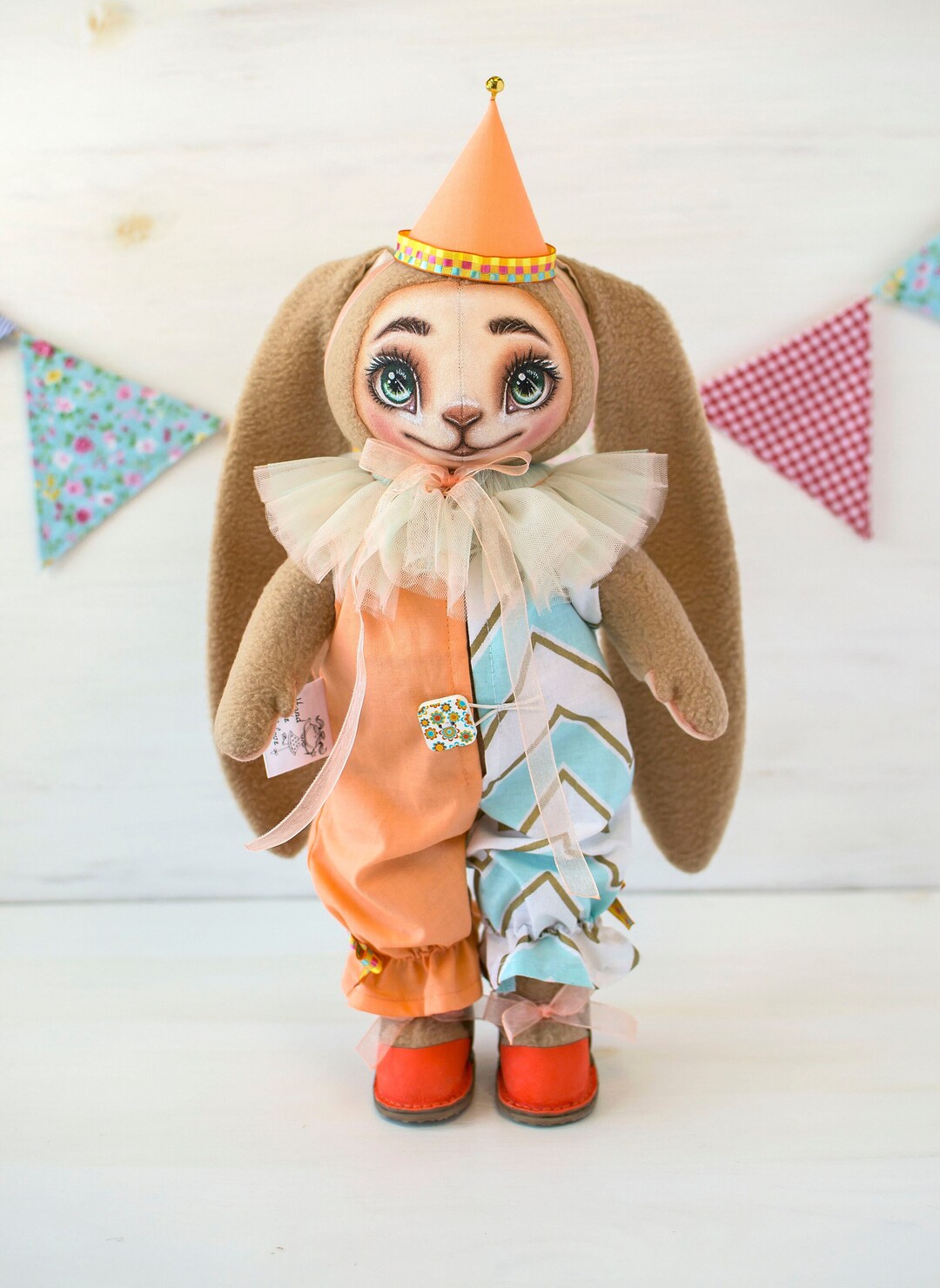 Bunny Plush OOAK Art Doll Cloth Doll Handmade Rabbit Doll Stuffed Bunny ...