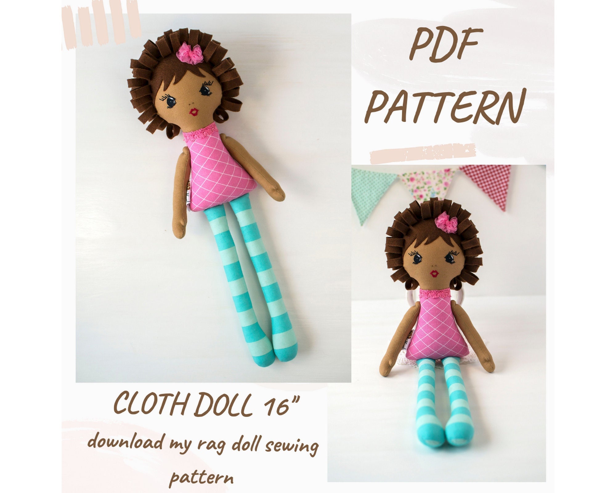 16 In. Rag Doll PDF Pattern: DIY Fabric Doll Sewing Template - Etsy