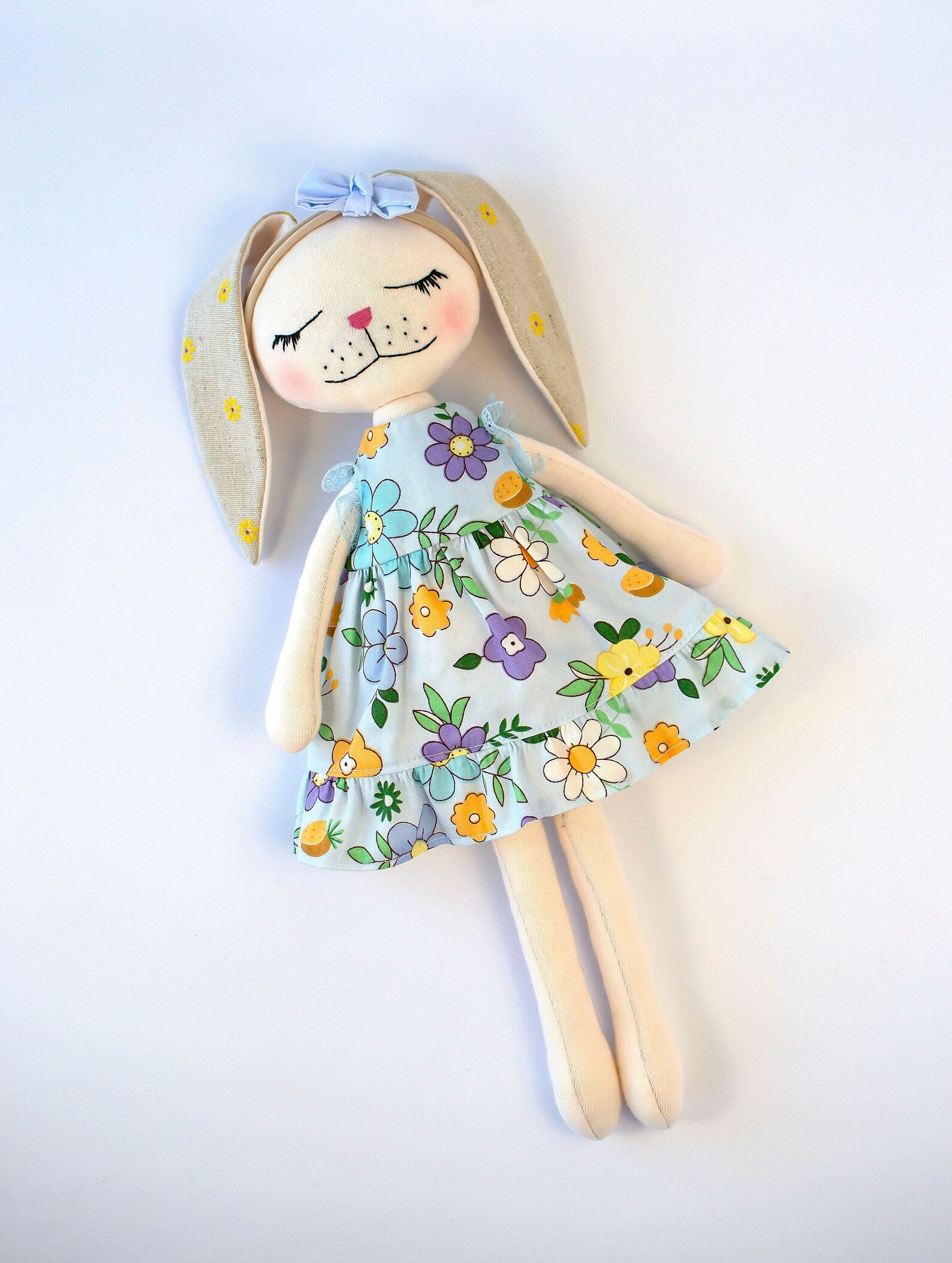 Handmade Bunny Doll Personalized Rag Doll Gift for Girl Stuffed Rabbit ...