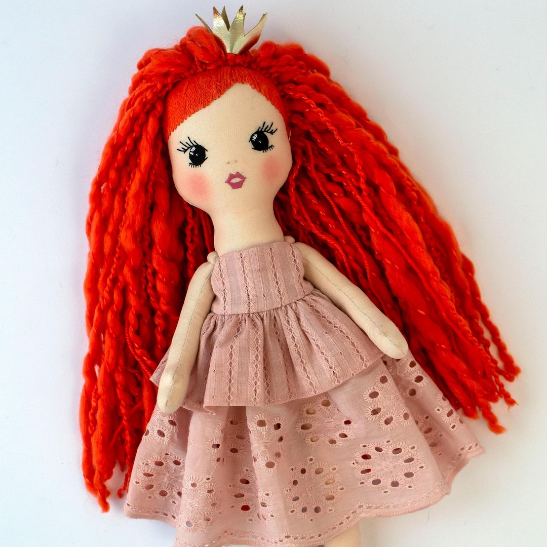 Personalized Princess Rag Doll 16'': Red Hair, Handmade Heirloom - Etsy