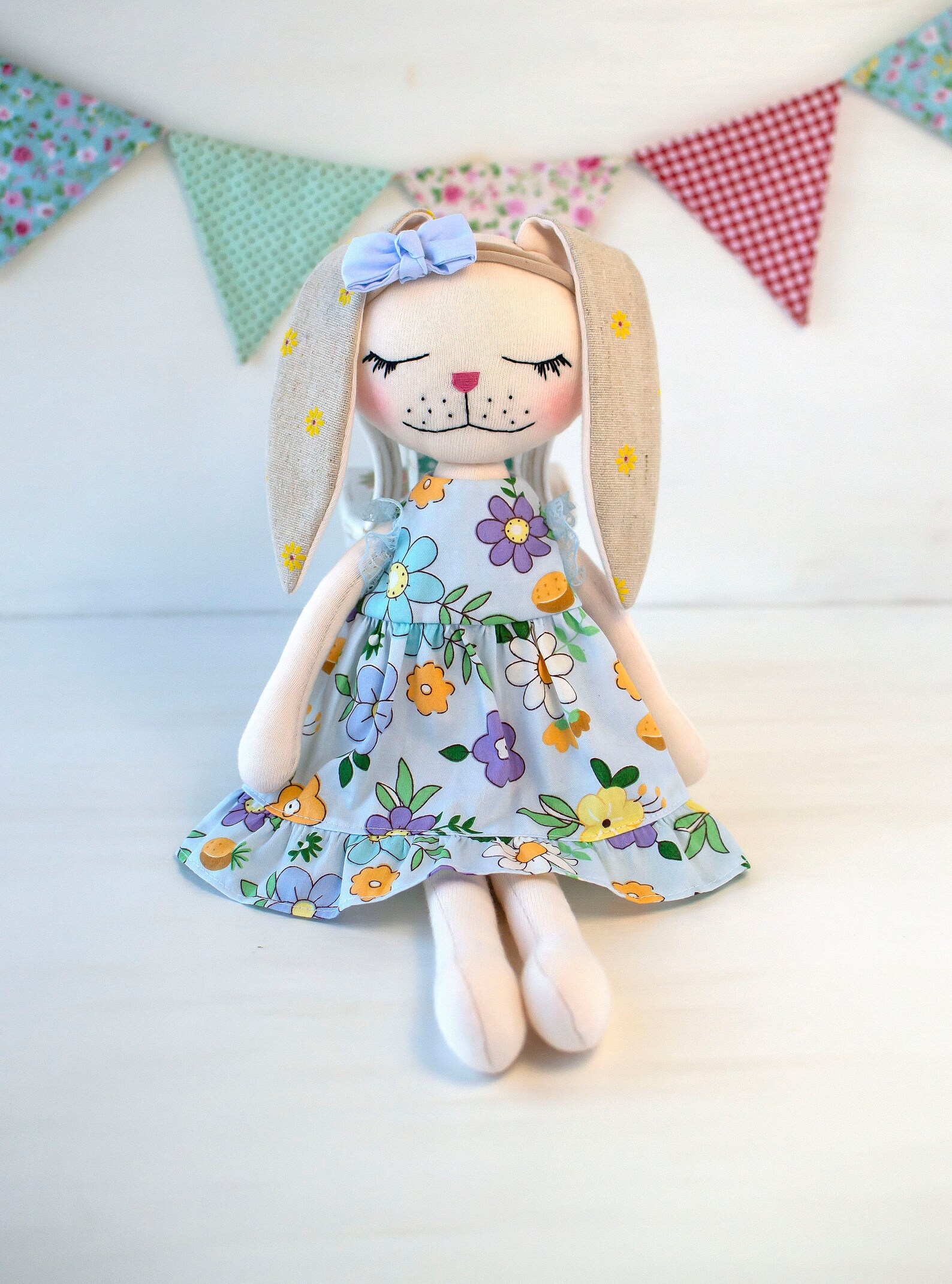 Handmade Bunny Doll Personalized Rag Doll Gift for Girl Stuffed Rabbit ...