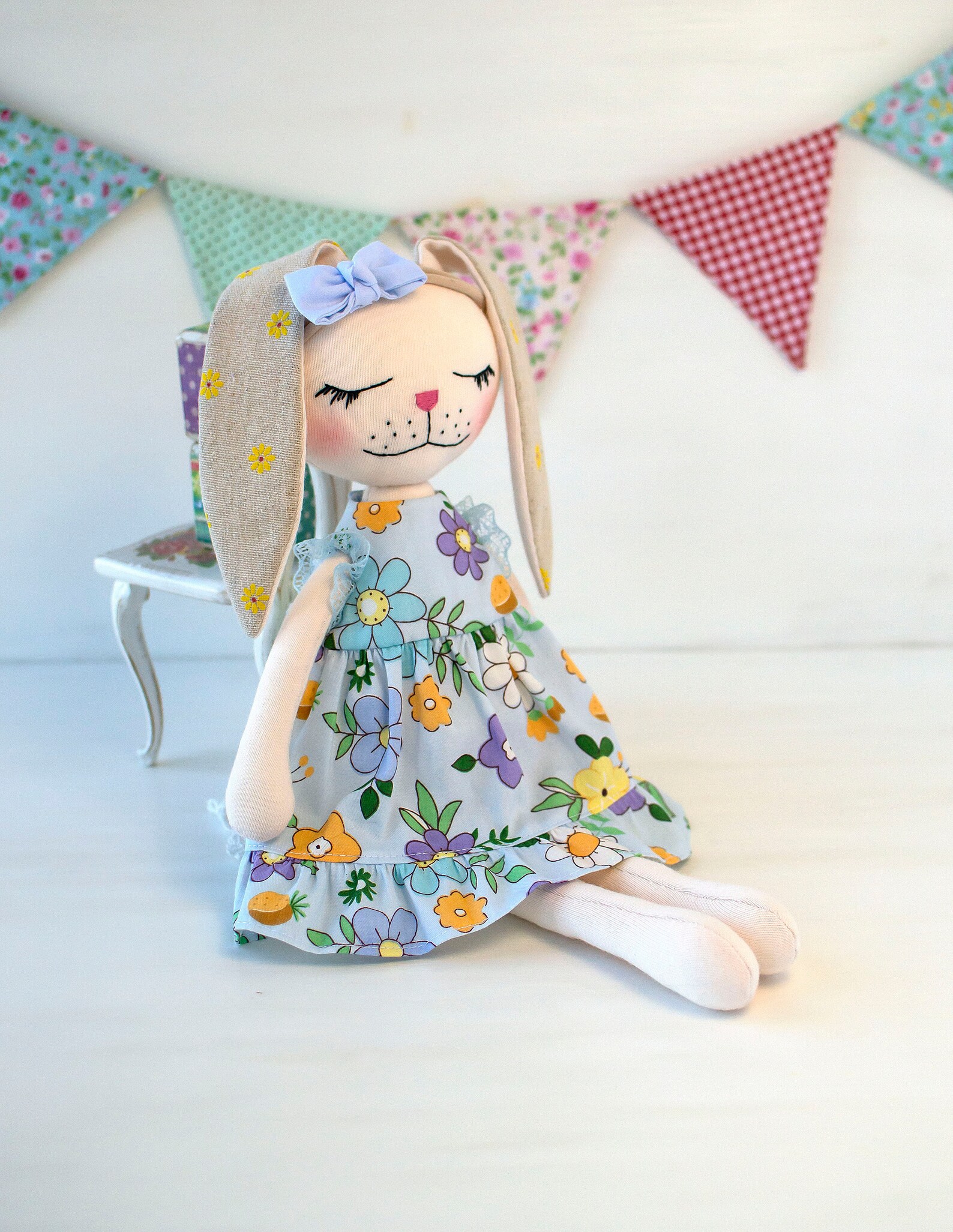 Handmade Bunny Doll Personalized Rag Doll Gift for Girl Stuffed Rabbit ...