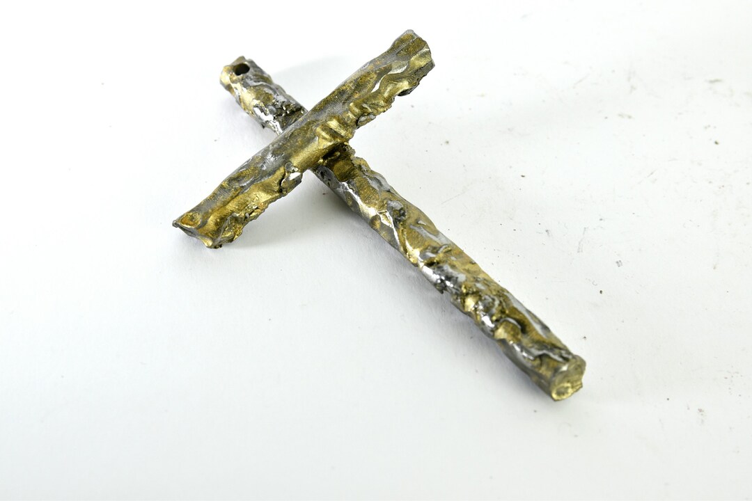 Handmade Steel Wall Cross, Brass Finish Religious Gift - Etsy