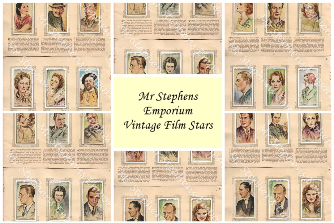 Old Film Stars Pre War Cigarette Cards Digital Download - Etsy UK