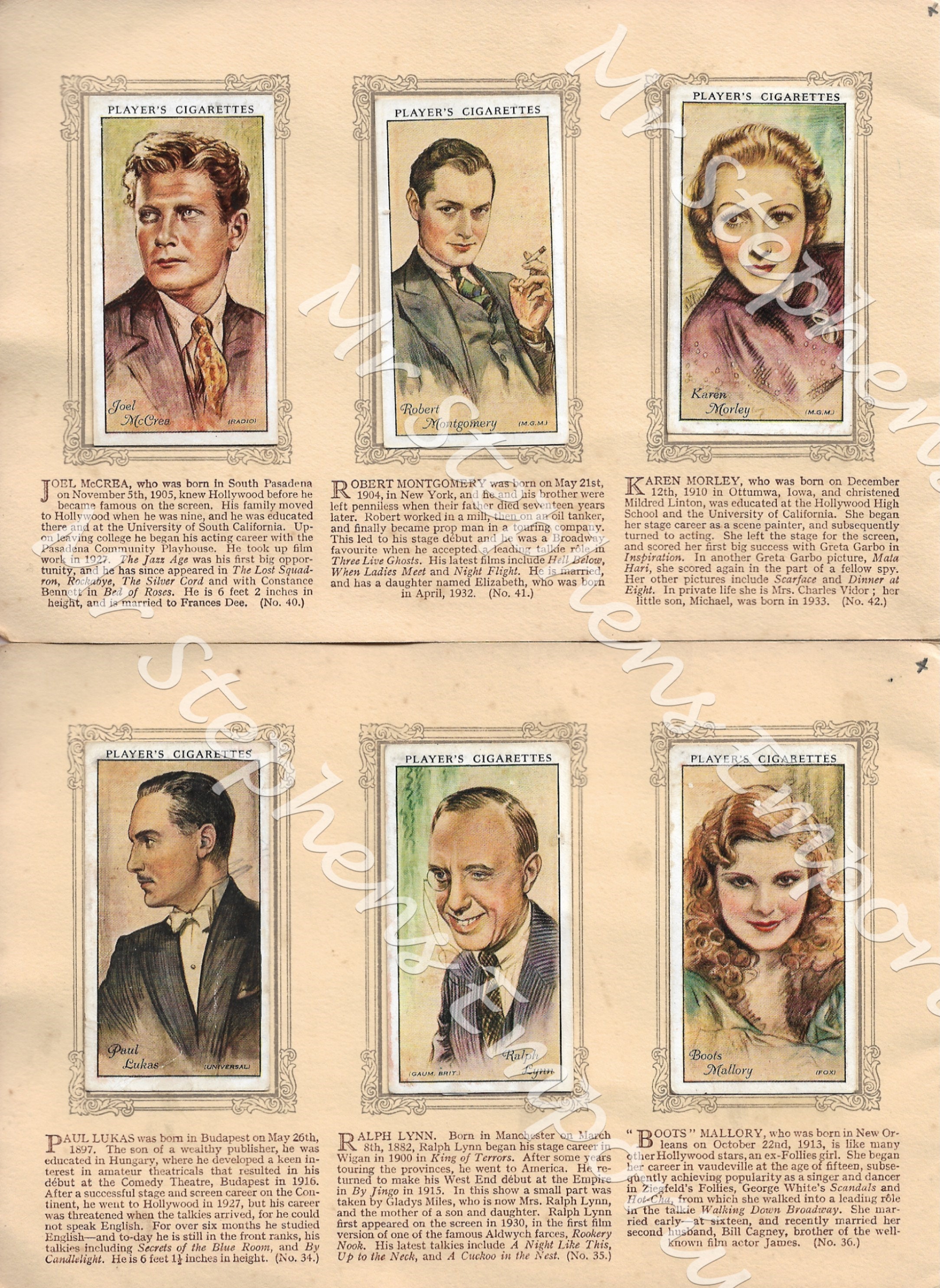 Old Film Stars Pre War Cigarette Cards Digital Download - Etsy UK