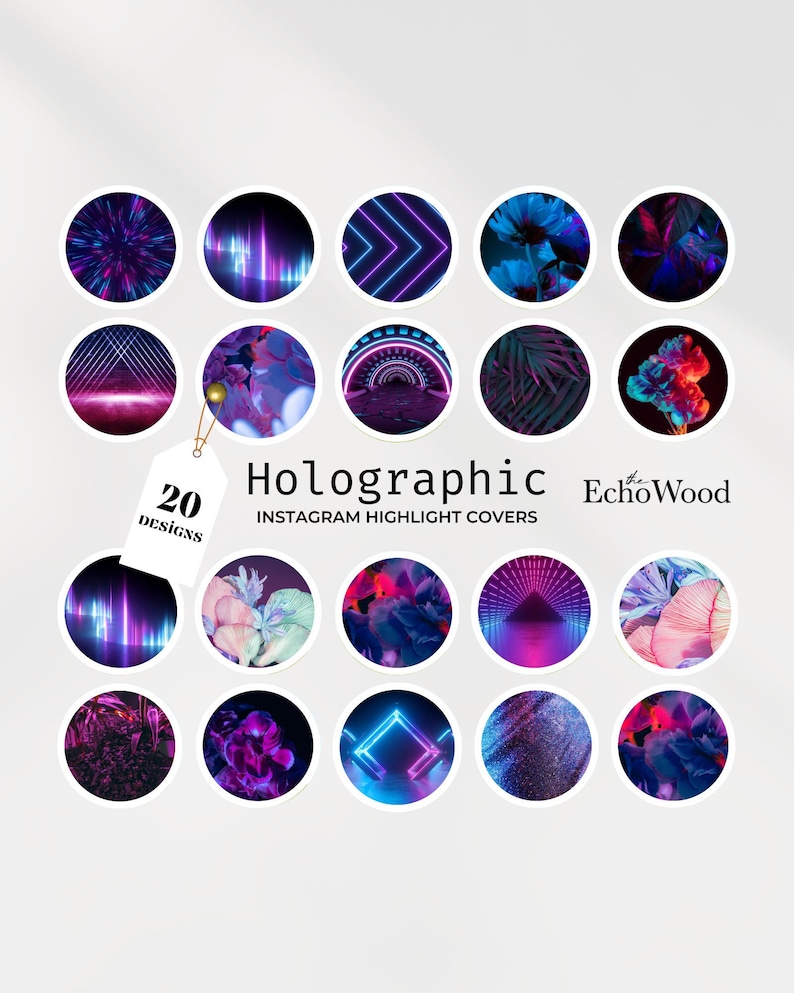 Holographic Instagram Highlight Covers, Neon Highlight Covers ...