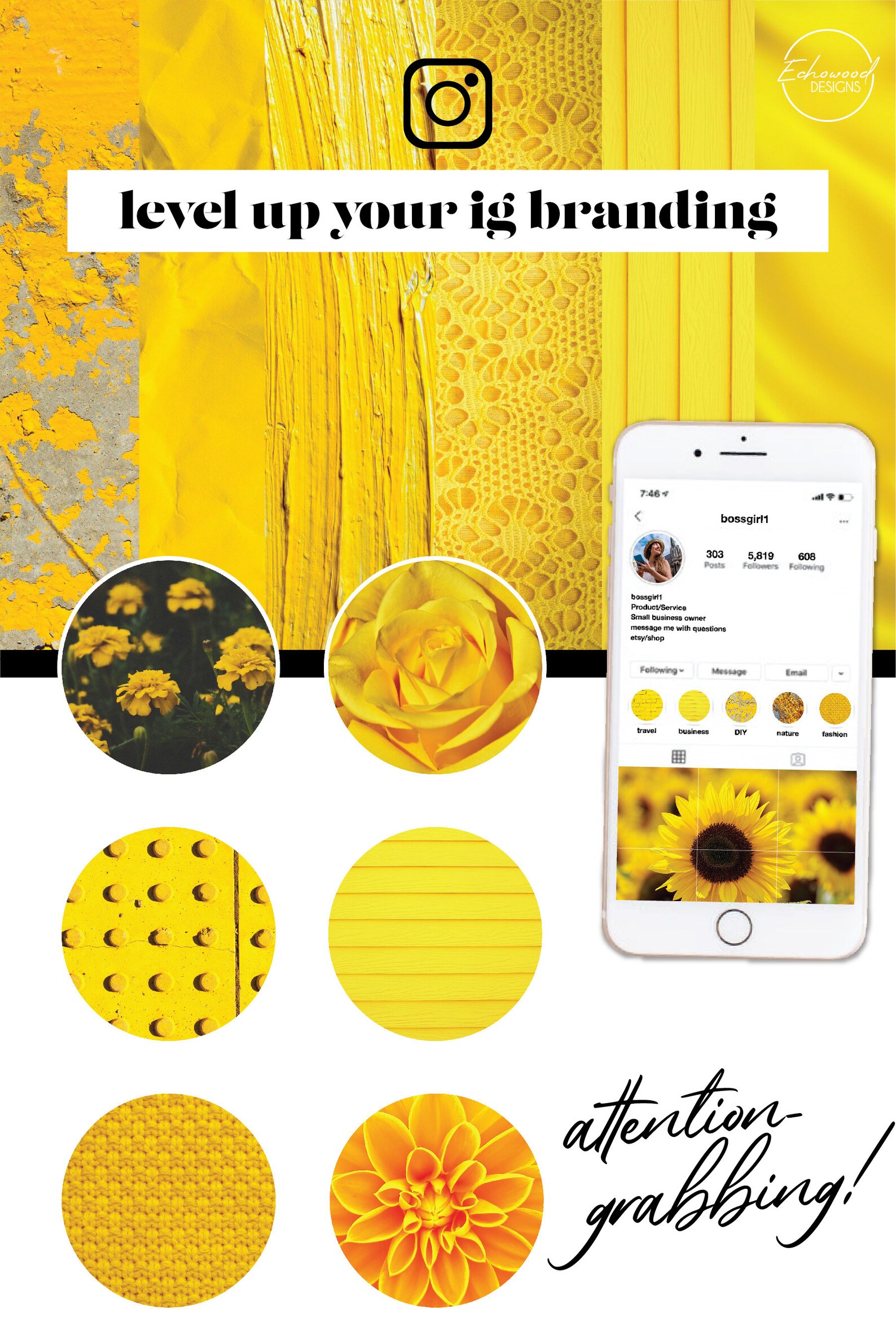 Yellow Instagram Highlight Icons for Lifestyle Blog, Instagram ...