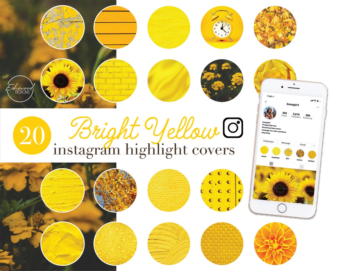 Yellow Instagram Highlight Icons for Lifestyle Blog, Instagram ...