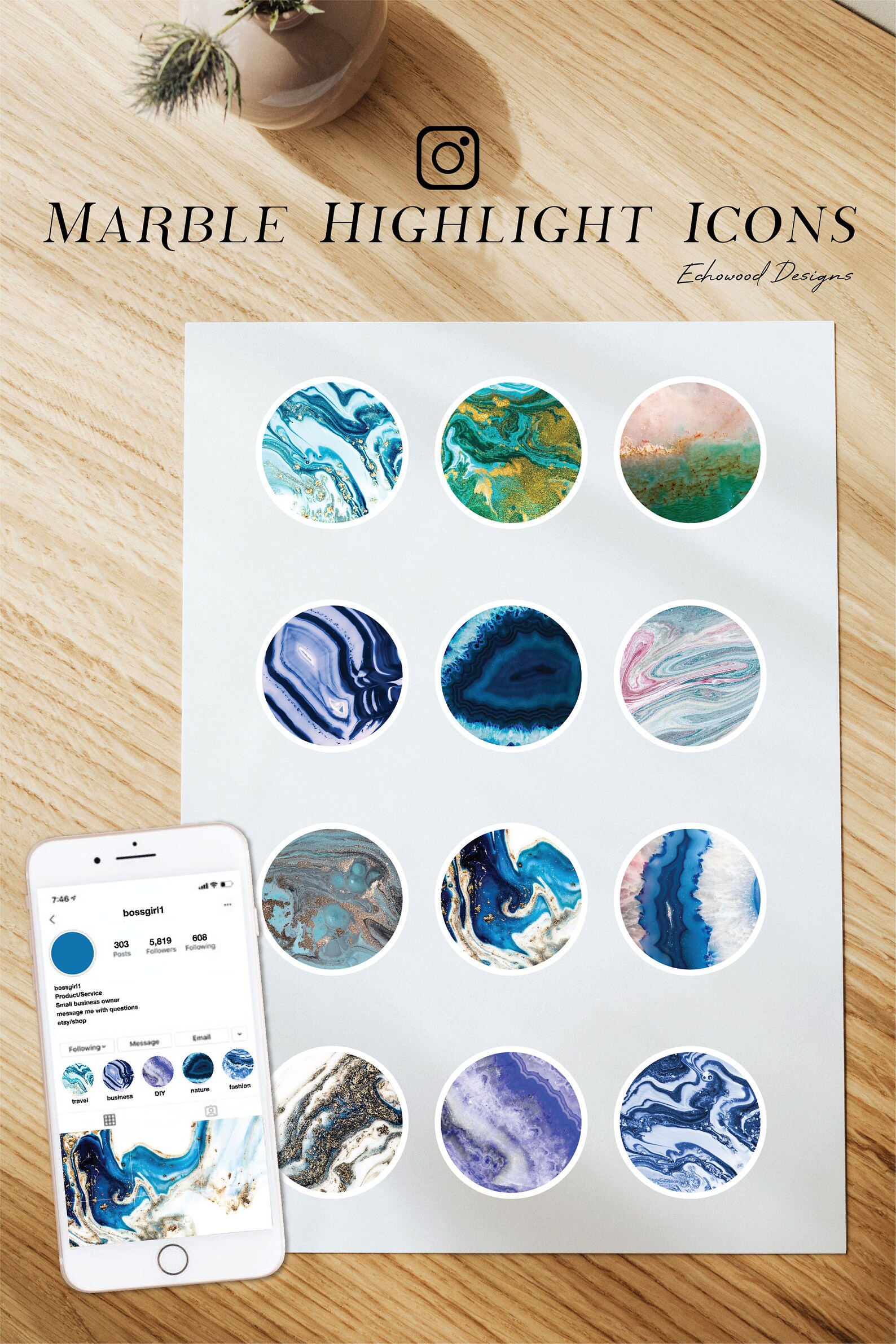Marble Highlight Covers, Instagram Highlight Icons, Marble Instagram ...