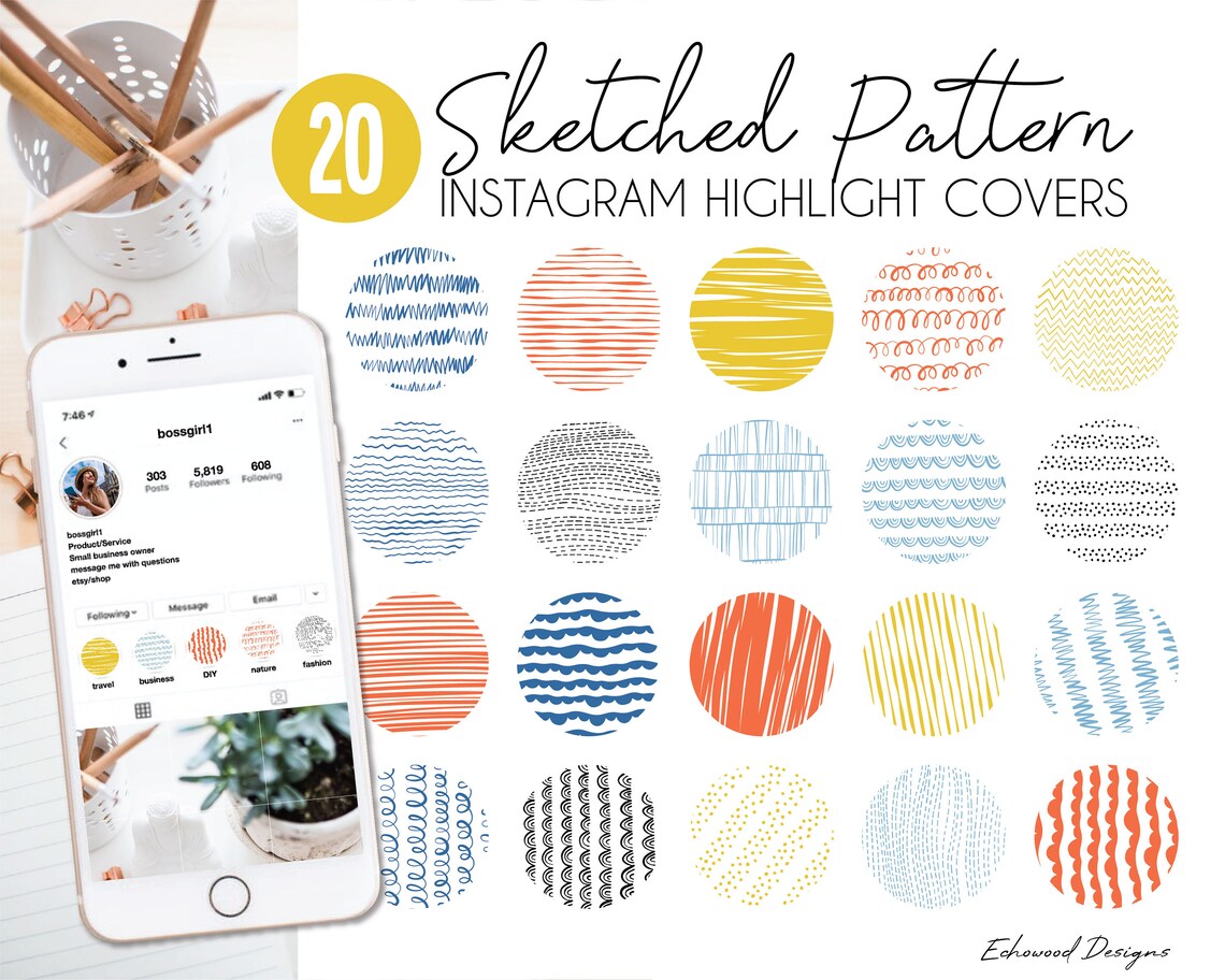 Colorful Instagram Highlight Covers, Line Drawing Icons, Instagram ...