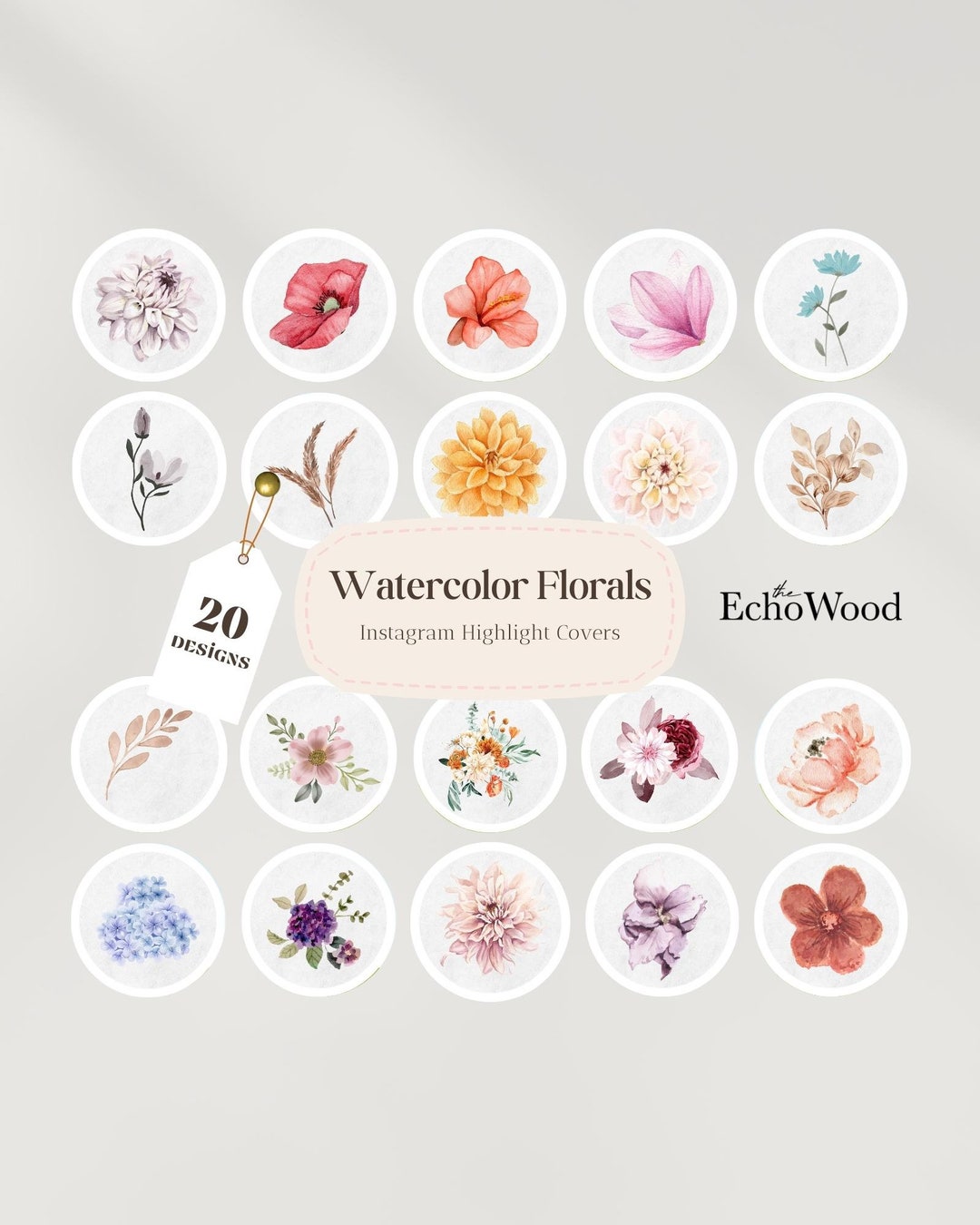 Watercolor Floral Instagram Highlight Covers, Hand-painted Flower ...