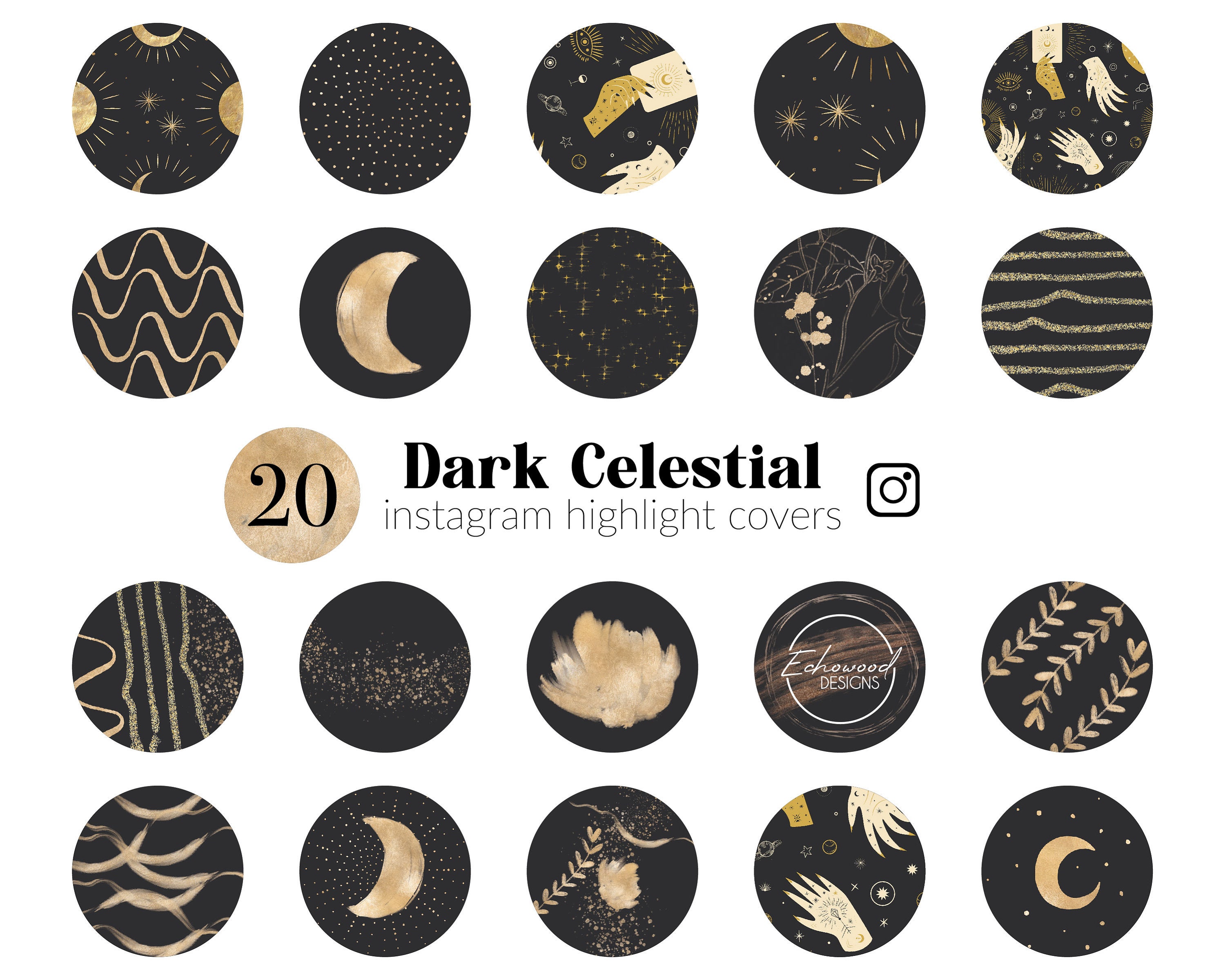 Celestial Highlight Covers for Instagram Template, Boho Instagram Story ...