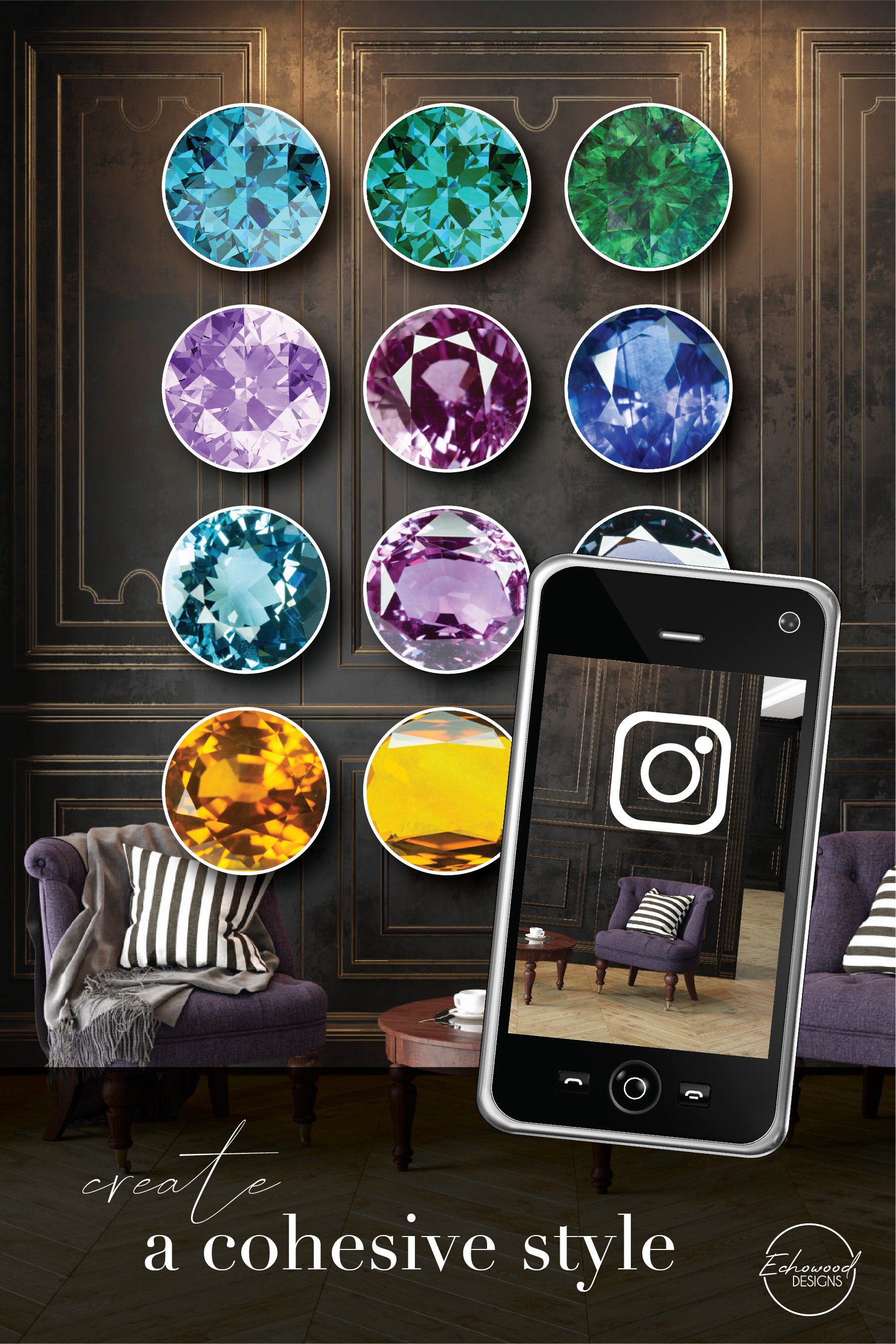 Jewel Tone Instagram Highlight Covers for Instagram Template, Gemstone ...