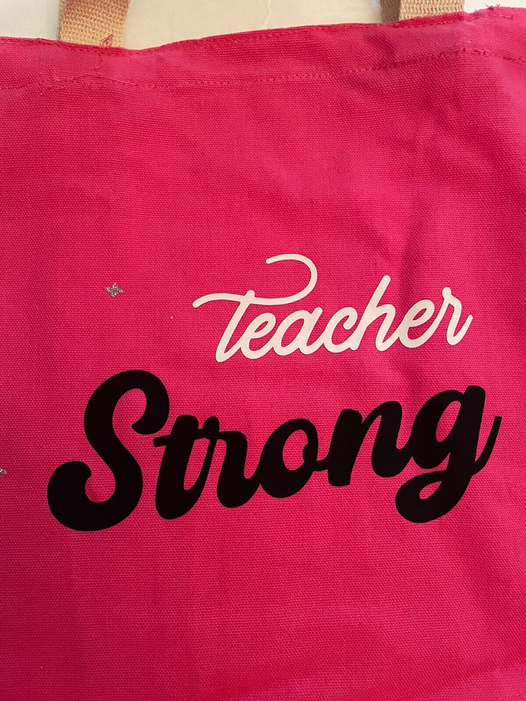 TEACHER STRONG Teacher Appreciation Gift Cloth Canvas Tote Bag Hot Pink ...