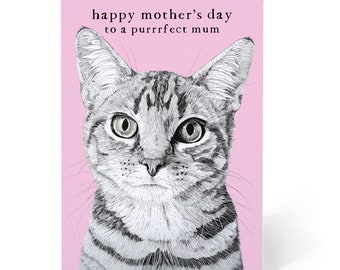 Cute Cat Mother's Day Card Happy Mother's Day Card Card for Cat Mom Cat ...