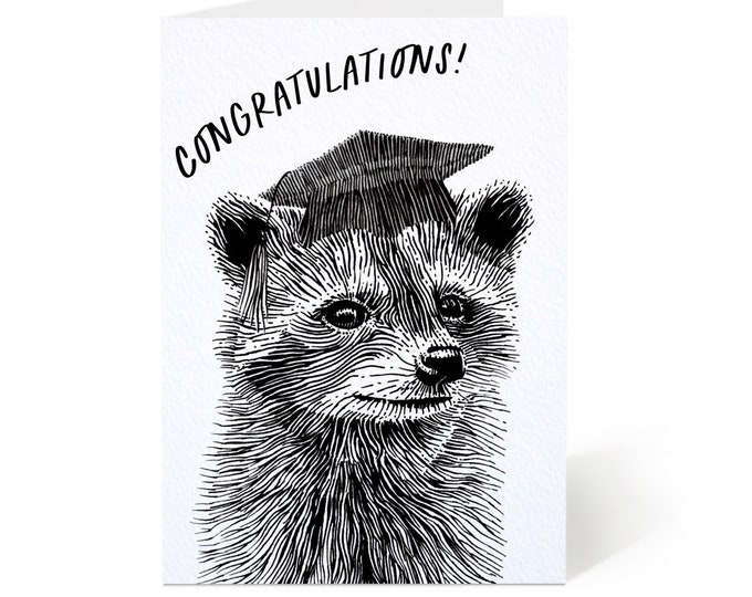 Raccoon Graduation Card - Congratulations Card for Graduation - Cute ...