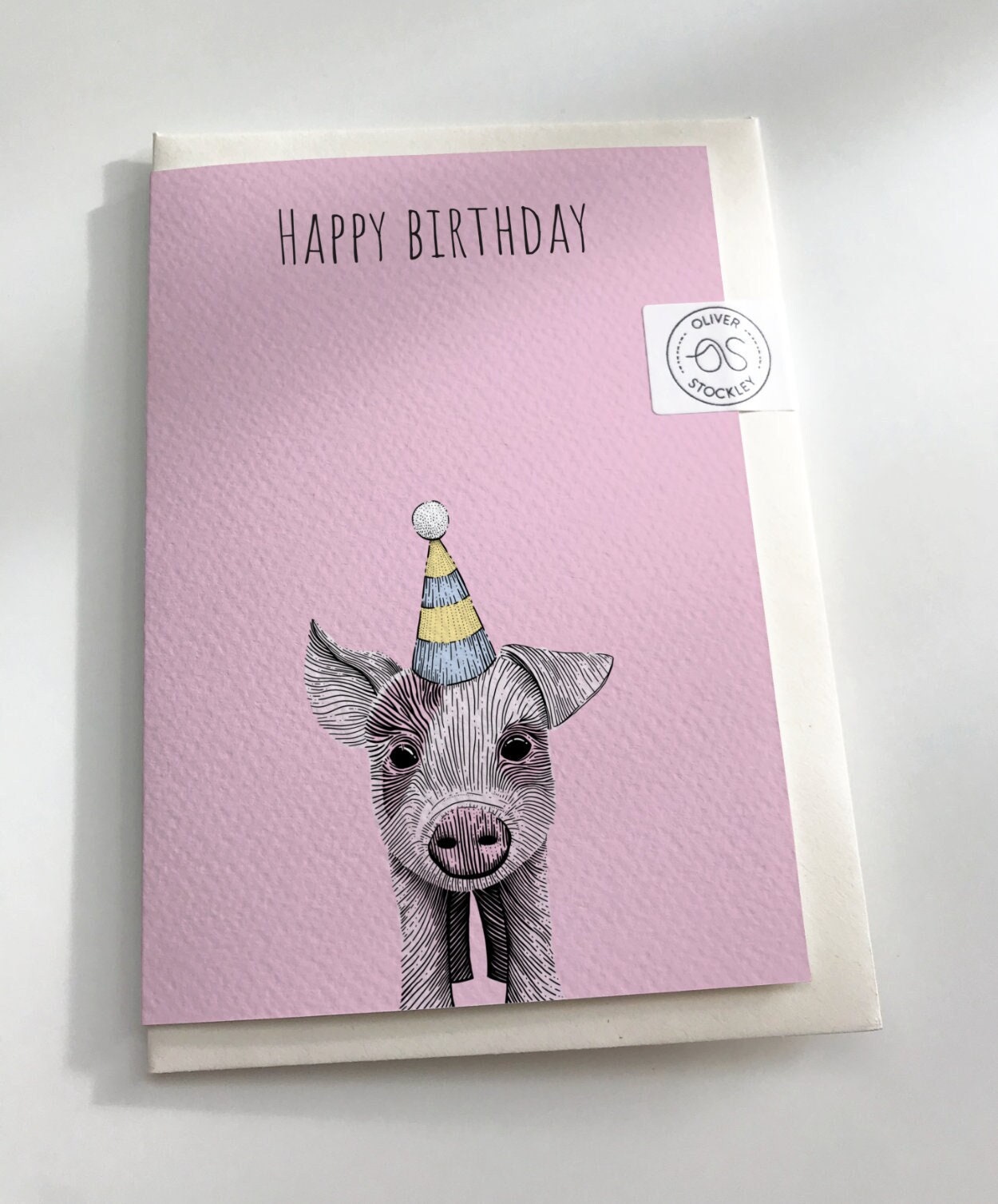 Pig Birthday Card Cute Birthday Card Piglet Birthday Card Baby Pig ...