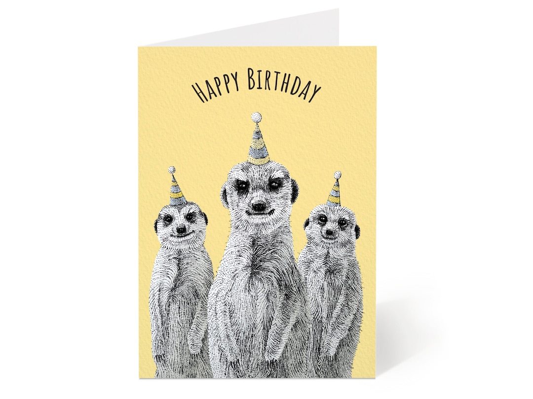Meerkat Birthday Card Meerkat Party Card Meerkat Greeting Card - Etsy