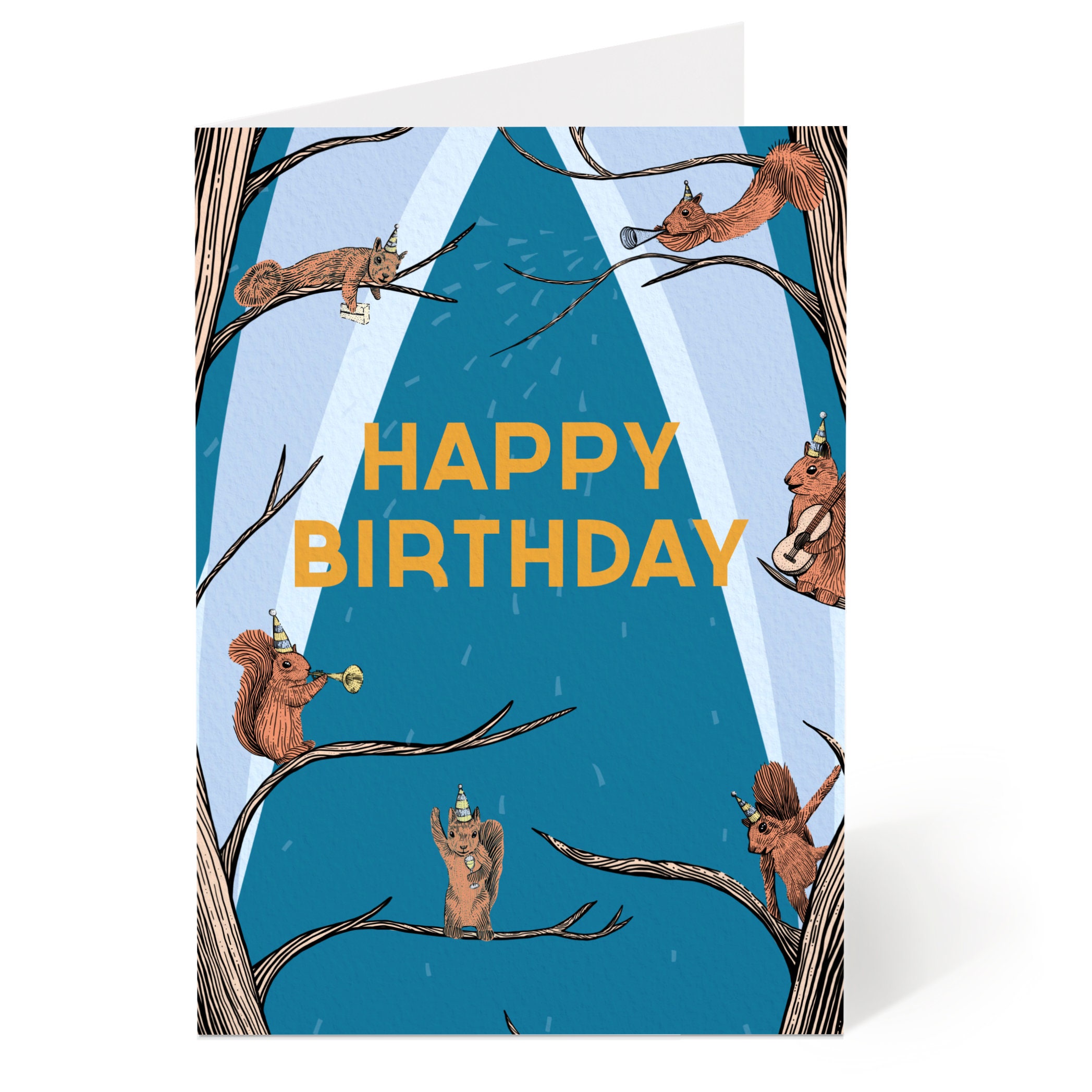 Musical Squirrel Birthday Card Red Squirrel Card Wildlife - Etsy
