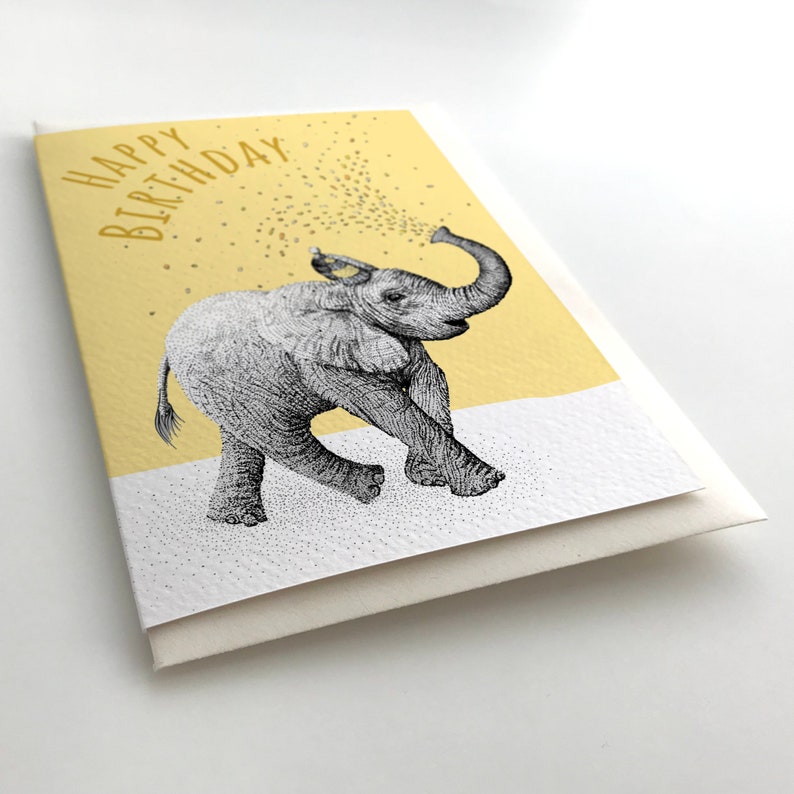 Elephant Birthday Card Cute Elephant Card Elephant With - Etsy