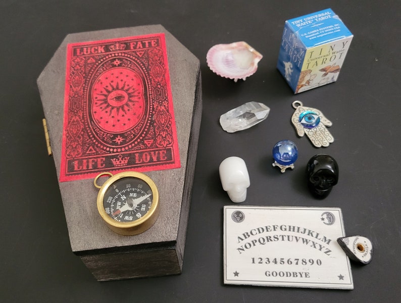 COFFIN FORTUNE TELLER Kit W/ Universal Waite Tiny Tarot White - Etsy