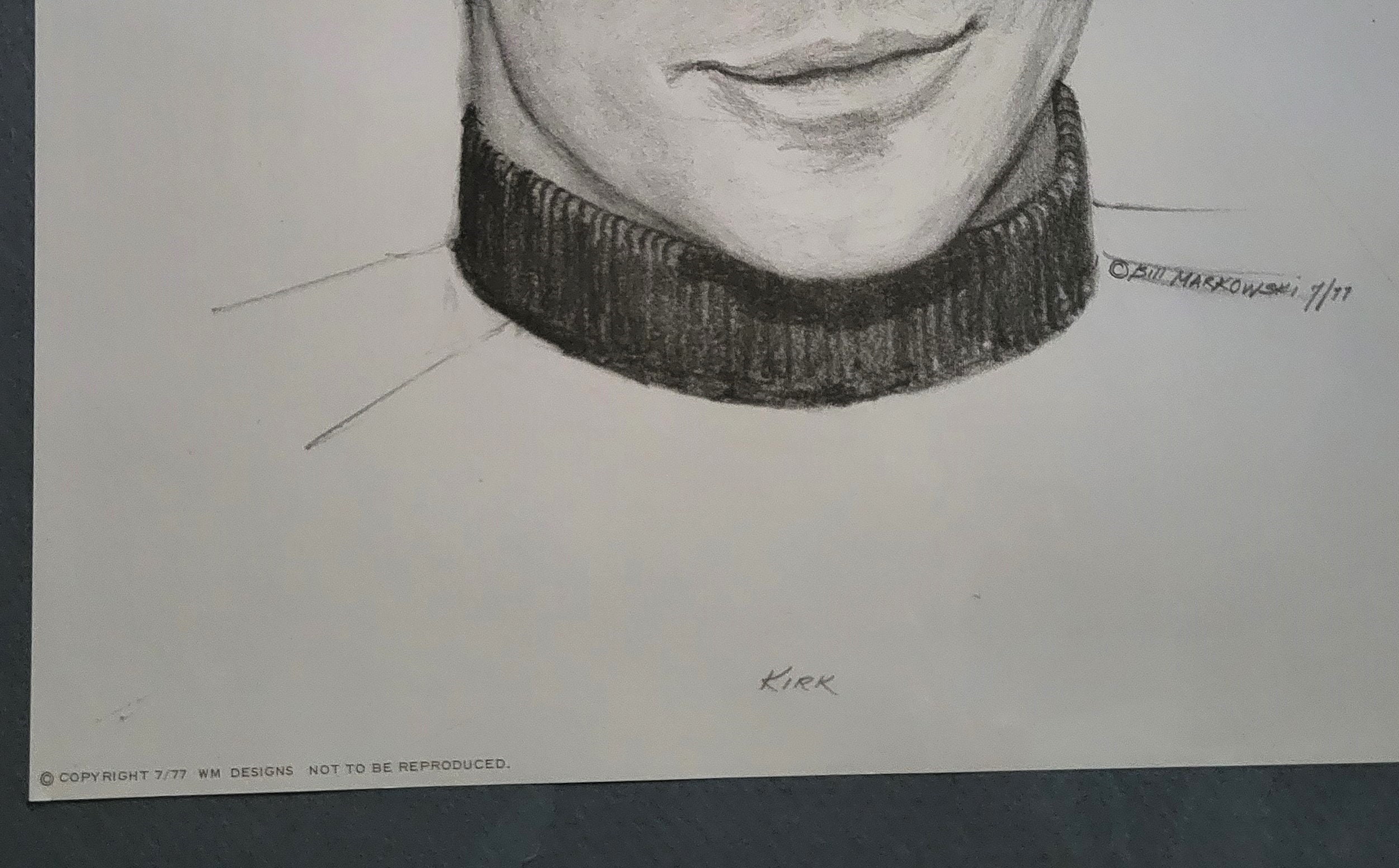 Vintage STAR TREK Print of KIRK Profile From a 1977 Charcoal Pencil ...