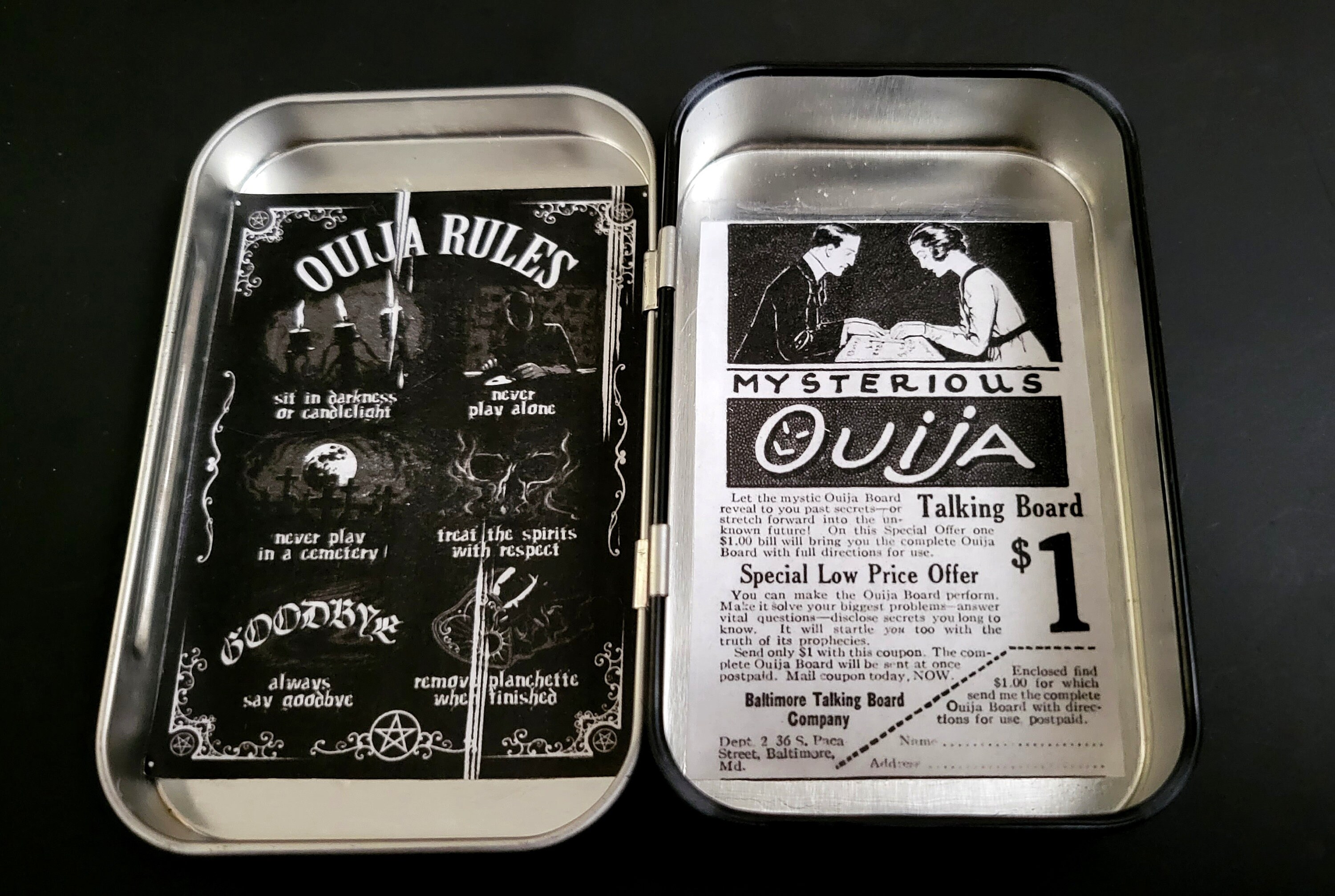 POCKET FORTUNE TELLER Kit in Ouija Altoid Tin: Universal Waite Tiny ...