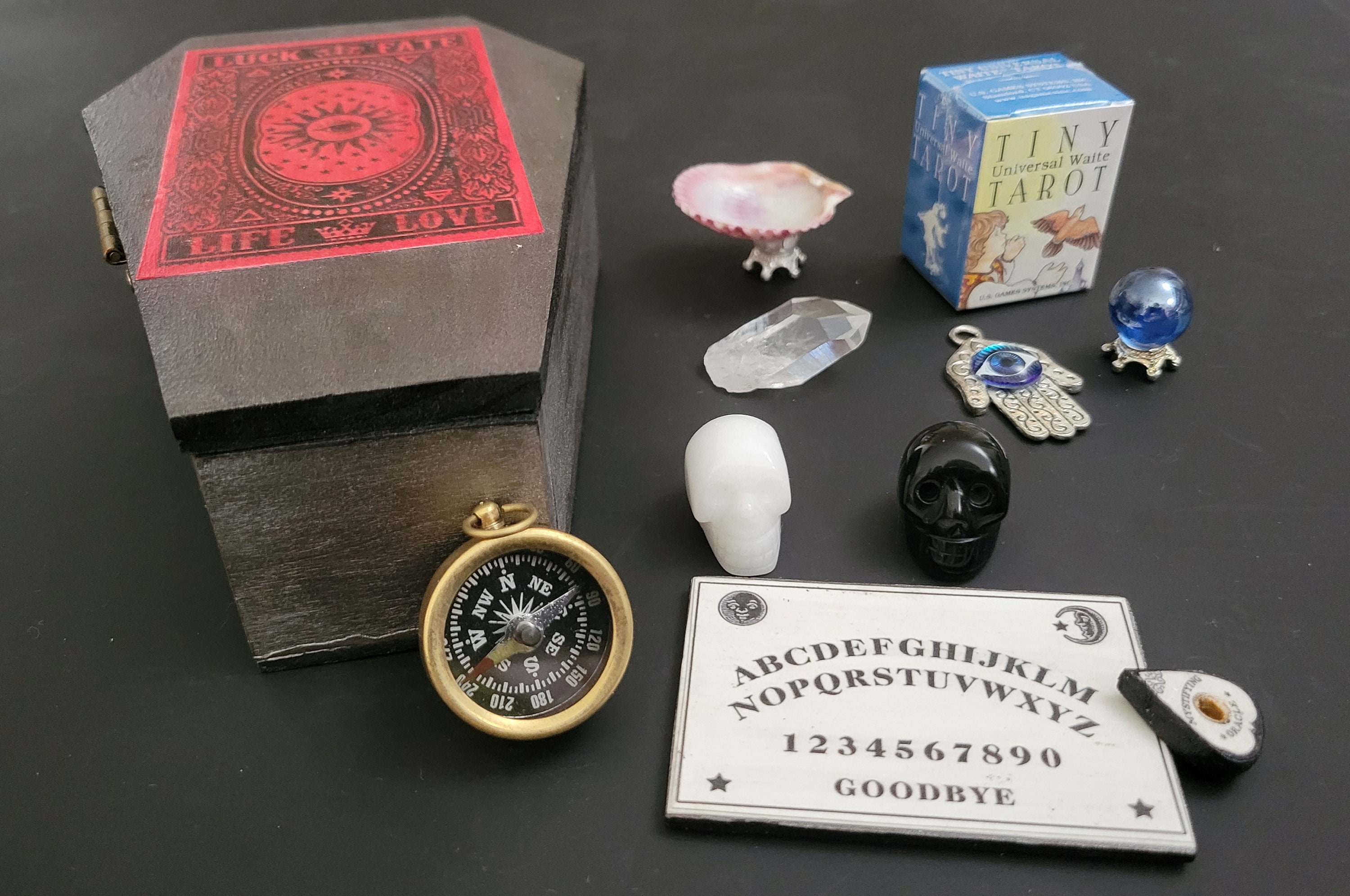COFFIN FORTUNE TELLER Kit W/ Universal Waite Tiny Tarot White - Etsy