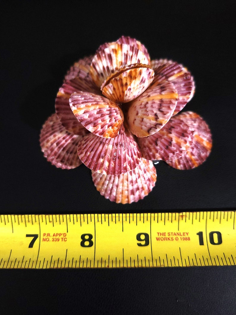 Vintage 1 Seashell Flower Blossom - Made W/ Purple and White Calico ...
