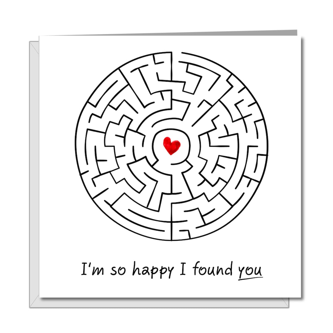 Romantic Maze Heart Card: Valentine, Anniversary, Birthday - Etsy