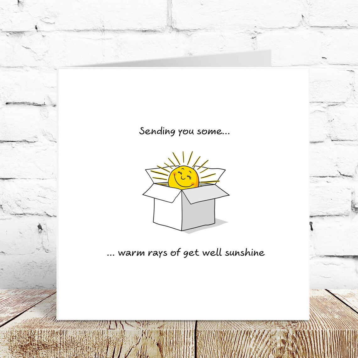 Cute Get Well Soon Card Feel Better Speedy Recovery Sunshine Thoughtful ...