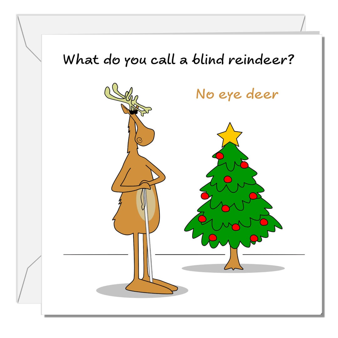 Funny Reindeer Joke Christmas Card for Anyone Who Loves Dad Jokes ...
