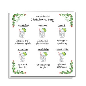 Funny Gin Christmas Card - Fun Family Friends Card - Vodka Whiskey ...
