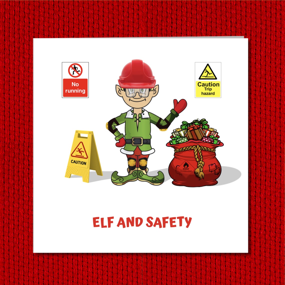 Funny Christmas Card Amusing Elf and Safety Christmas Card | Etsy UK