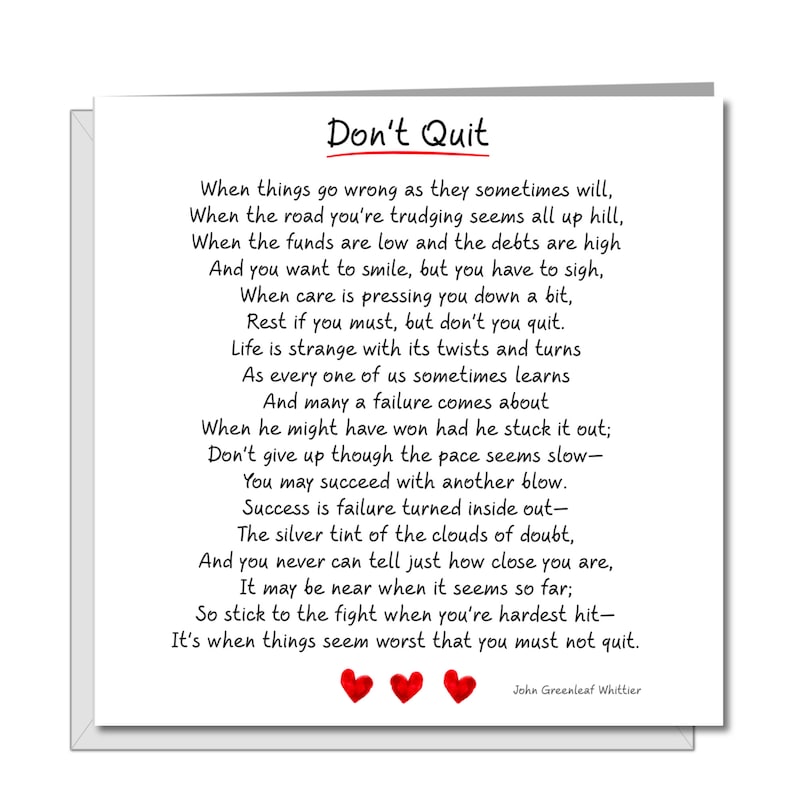 Don T Quit Poems - Etsy UK
