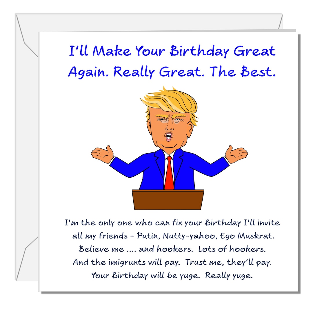Funny Donald Trump Birthday Card: MAGA US Election Cartoon - Etsy