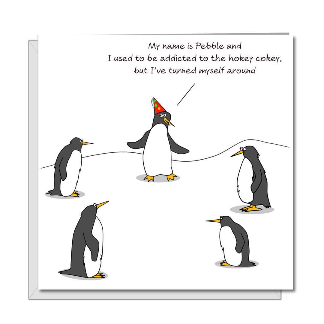 Funny Penguin Birthday Card: Hokey Cokey Addiction Humor - Etsy