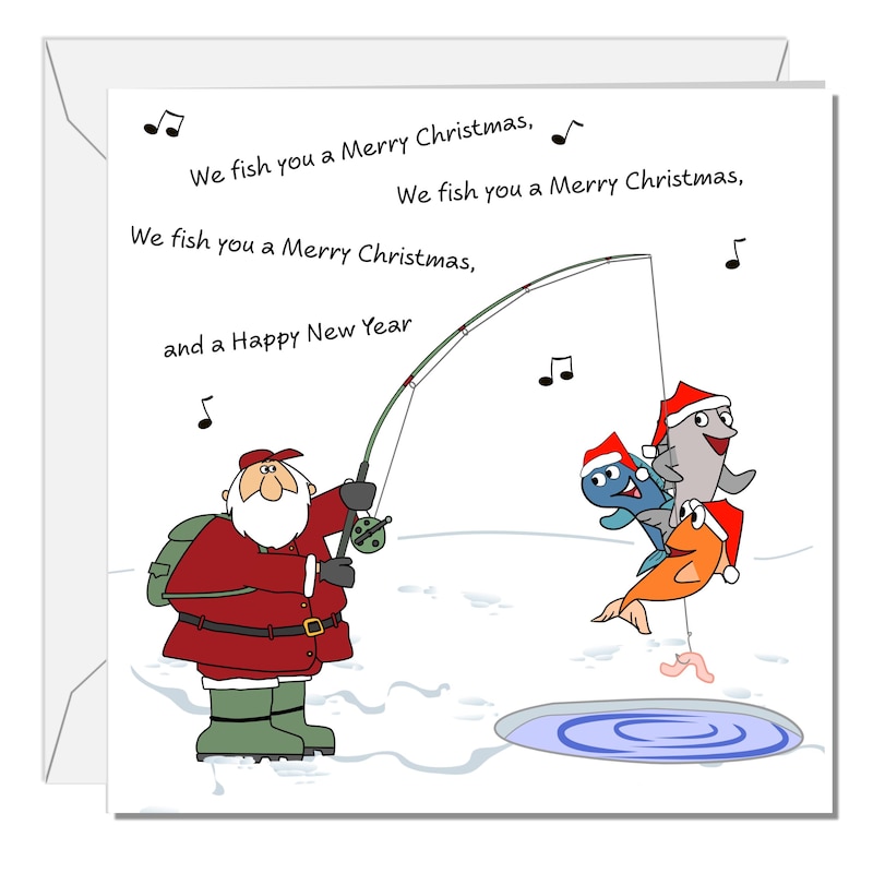 Funny Fishing Xmas Card - Etsy UK