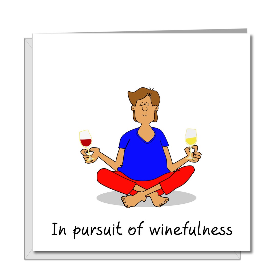 Mindfulness Yoga Birthday Card for Man Male Him Wine Card for Dad ...