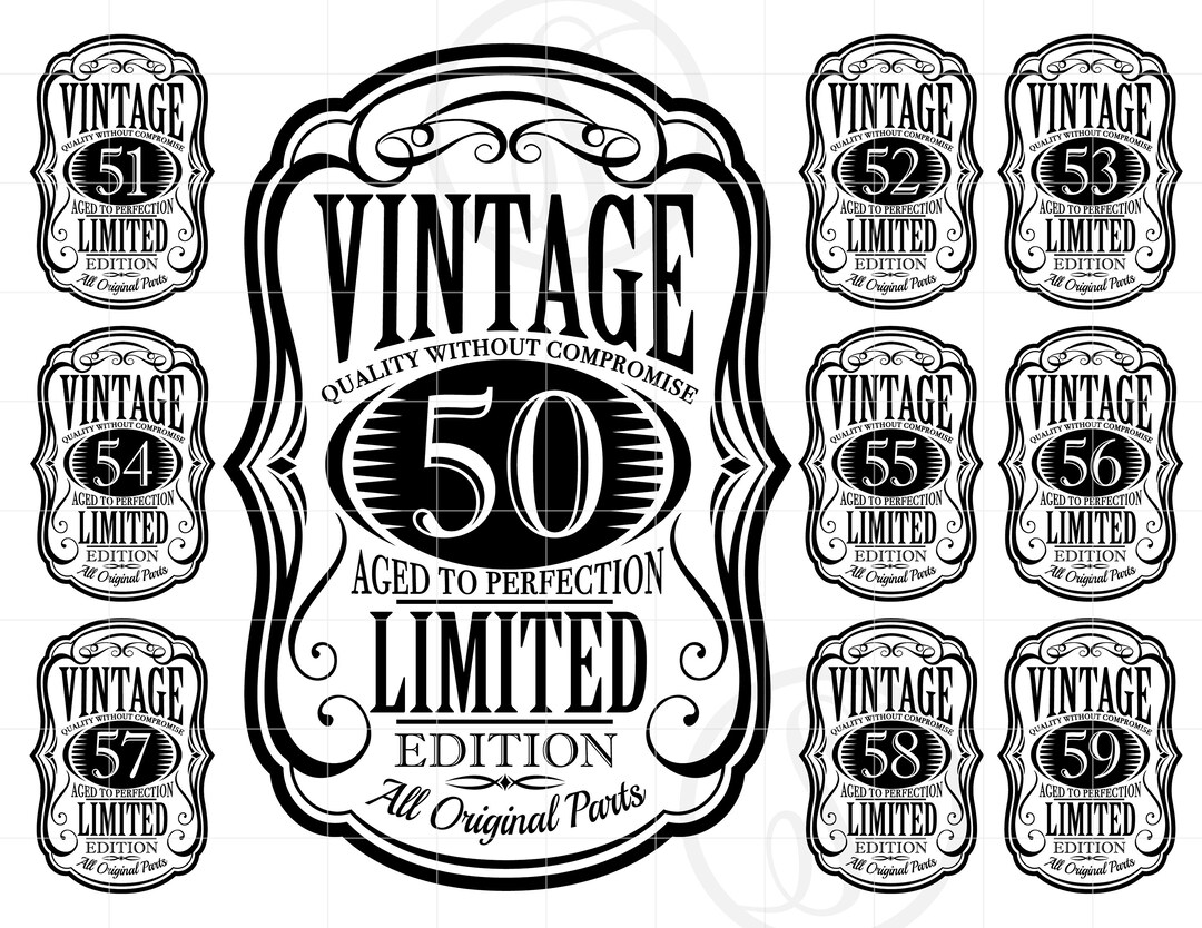 Vintage 50's SVG | Vintage 50-59 SVG Clipart | Aged to Perfection Cut ...