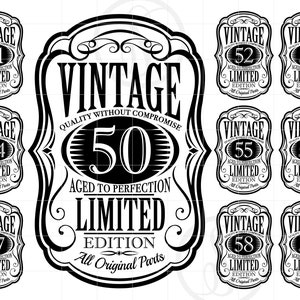 Vintage 50's SVG | Vintage 50-59 SVG Clipart | Aged to Perfection Cut ...