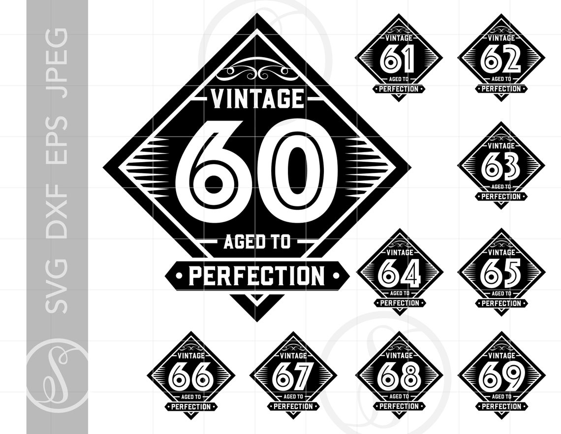 Vintage 60's SVG Vintage 60-69 SVG Clipart Aged To | Etsy